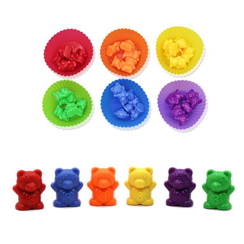 55Pcs/ Kids Rainbow Muffin Cup Bear Counting Match... – Grandado