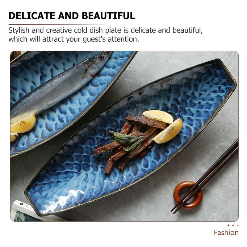 1PC Japanese Sashimi Plate Ceramic Long Boat Shape... – Grandado