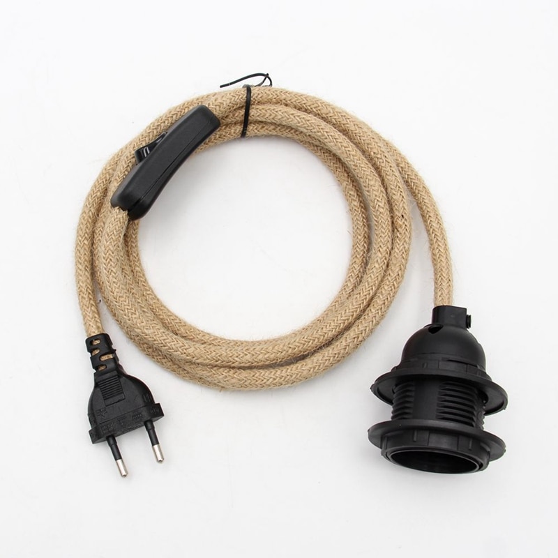 US or EU Plug Power Cords Vintage Hemp Cord Cable ... – Vicedeal