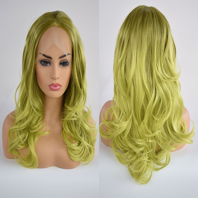 Bombshell Dark Green Roots Ombre Light Green Synth... – Grandado
