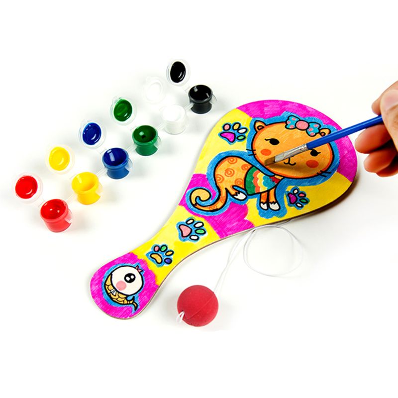 9pcs/set Hand-painted Wooden Racket with Ball DIY ... – Grandado