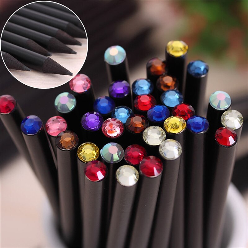 12Pcs/Set Black Rod HB Pencil With Colorful Diamon... – Grandado
