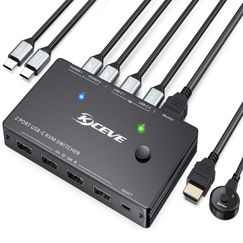 Kceve Usb Type-C Kvm Switch 2 In 1 Out 4K Usb Hdmi... – Grandado