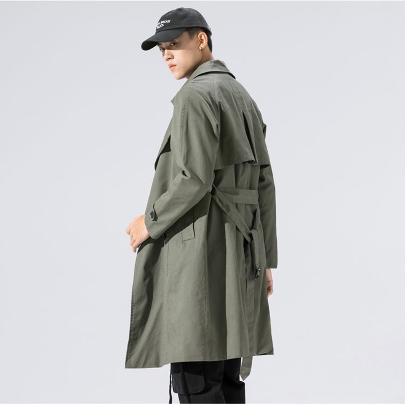 Trench Coat Men Double-breasted Long coat Manf Lap... – Grandado