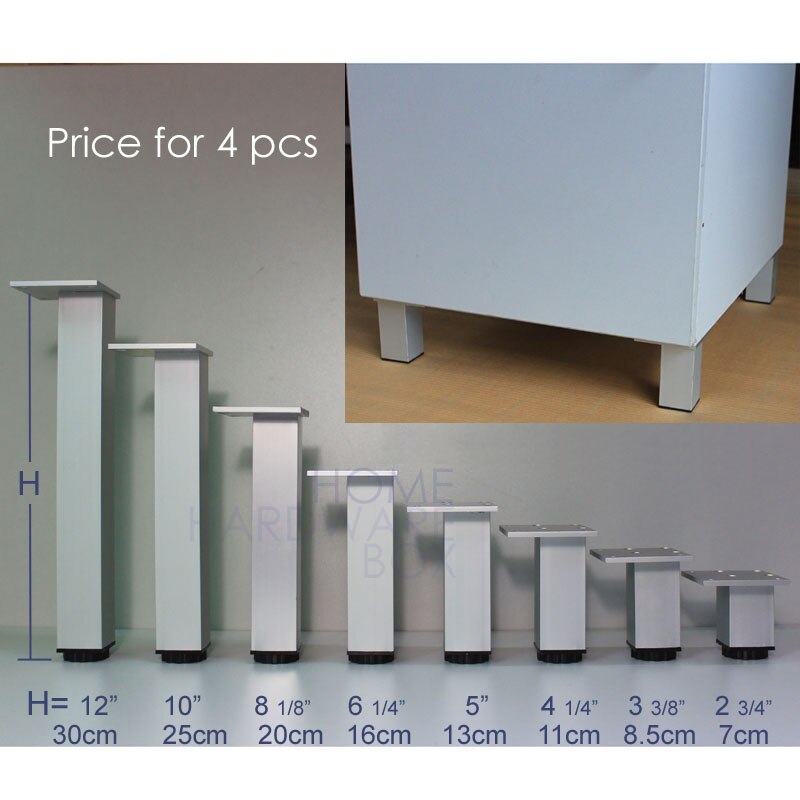 20cm adjustable table leg aluminum cabinet legs 4 ... – Grandado