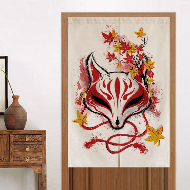 Japanese Mask Pattern Restaurant Kitchen Door Curt... – Vicedeal