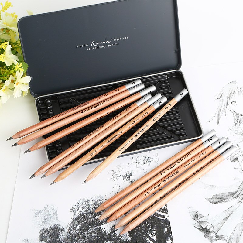 12pcs Marco Raffine Standard Pencils Sketching Pen... – Grandado