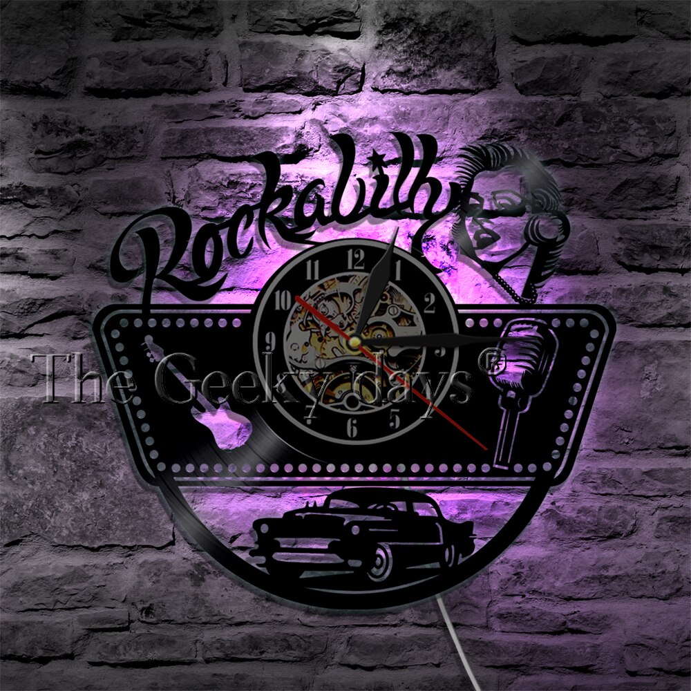 Rockabilly Vinyl Record Wall Clock Modern Rock Mus... – Grandado