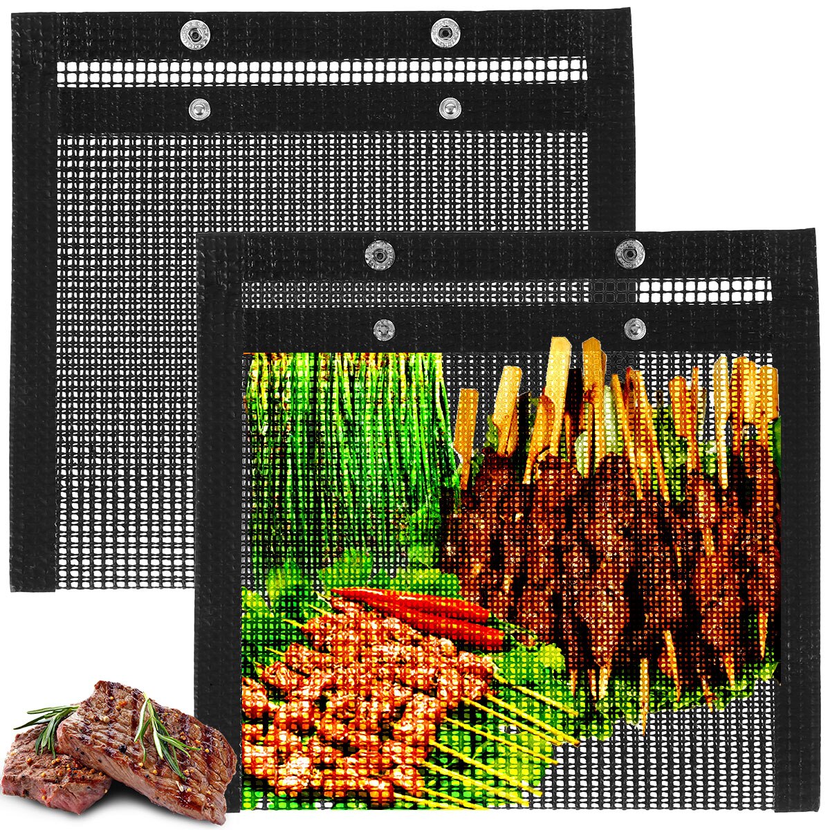 2 Stuks Grote Bbq Mesh Grill Tassen Non-stick Gril... – Grandado