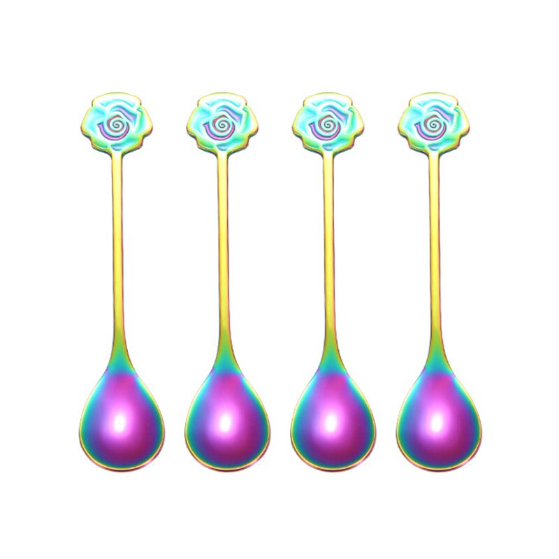 4 Pcs/Lot Coffee Spoons 304 Stainless Steel Rose F... – Grandado