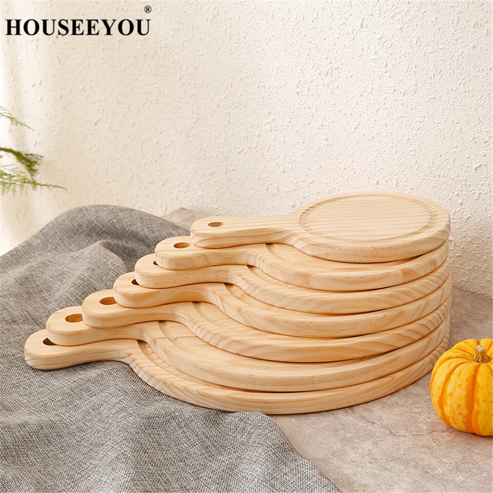 HOUSEEYOU Houten Pizza Pan Board Ronde met Handvat... – Grandado