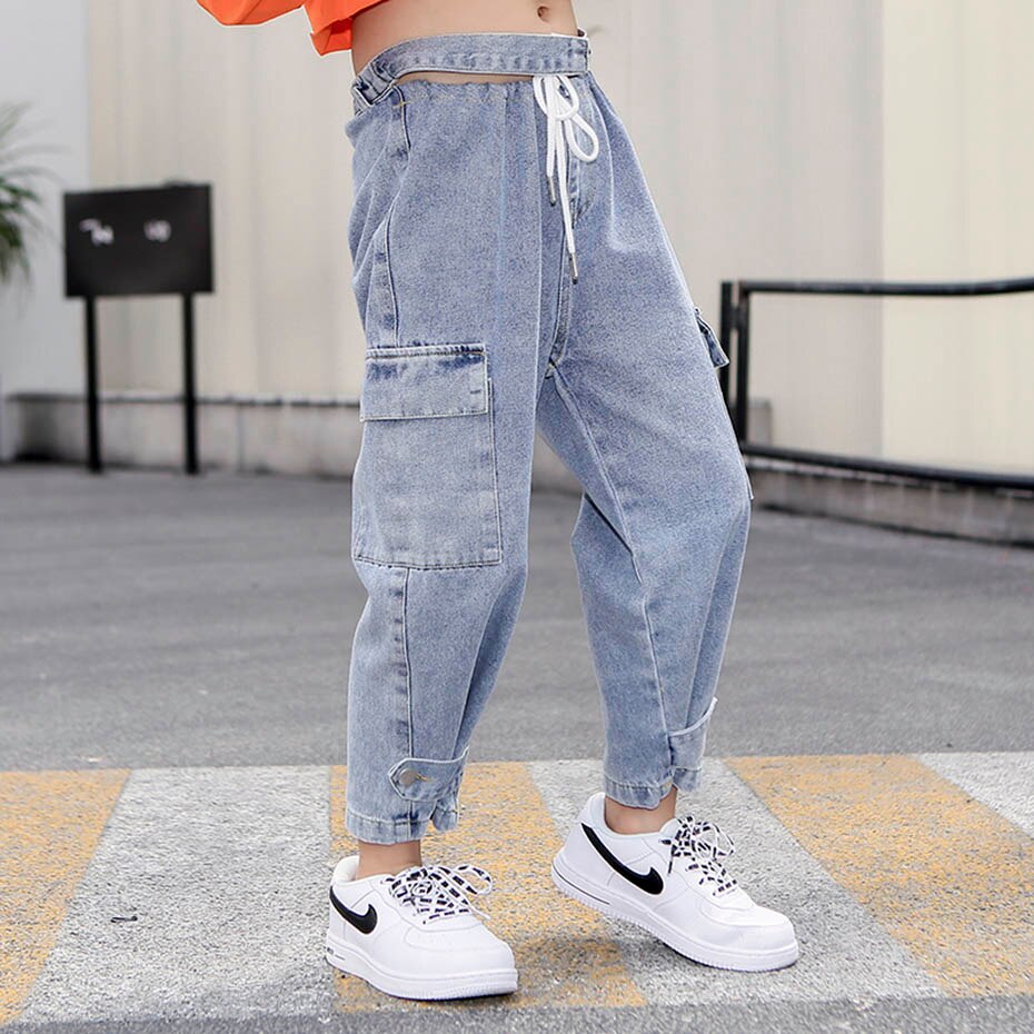 Girls Jeans Drawstring Kids Girl Jeans Spring Autu... – Grandado
