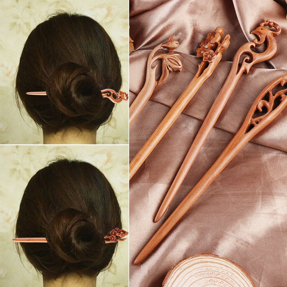 Retro Handmade Wooden Carved Chopstick Hair Stick ... – Grandado