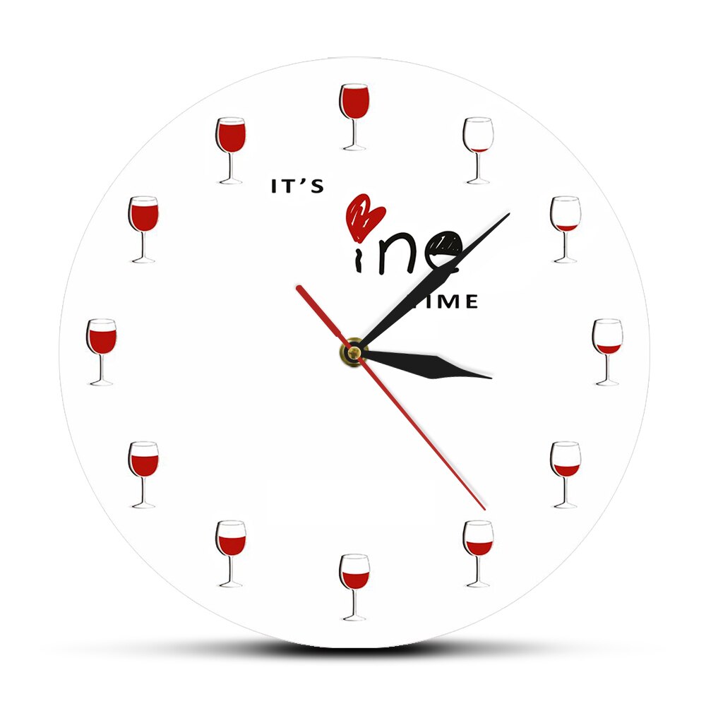 It's Wine Time Wall Clock Alcohol Wine Glass Decor... – Grandado