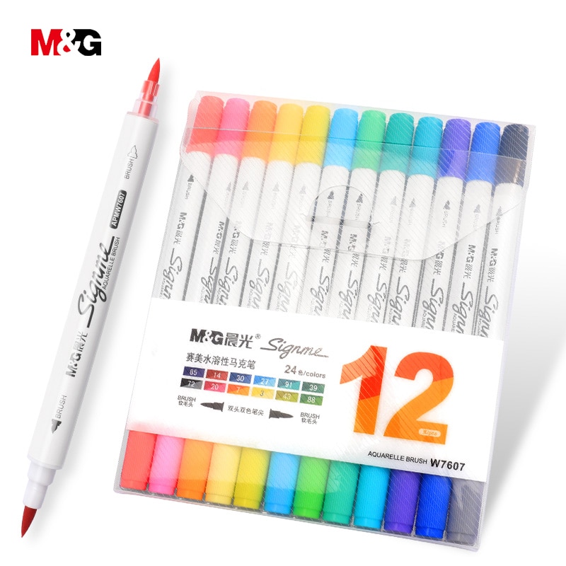 M & G twee hoofd aquarel brush marker pennen v... – Grandado