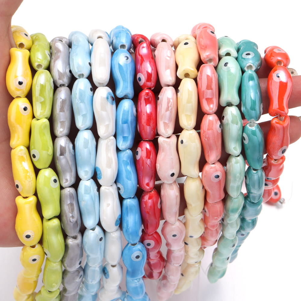 10pcs/lot Cute FIsh Shape Beads Colorful Ceramic B... – Grandado