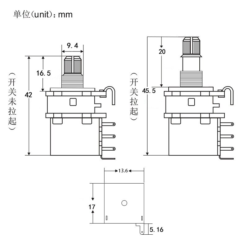 FLEOR Push Push Potentiometer B500K Linear Taper V... – Grandado