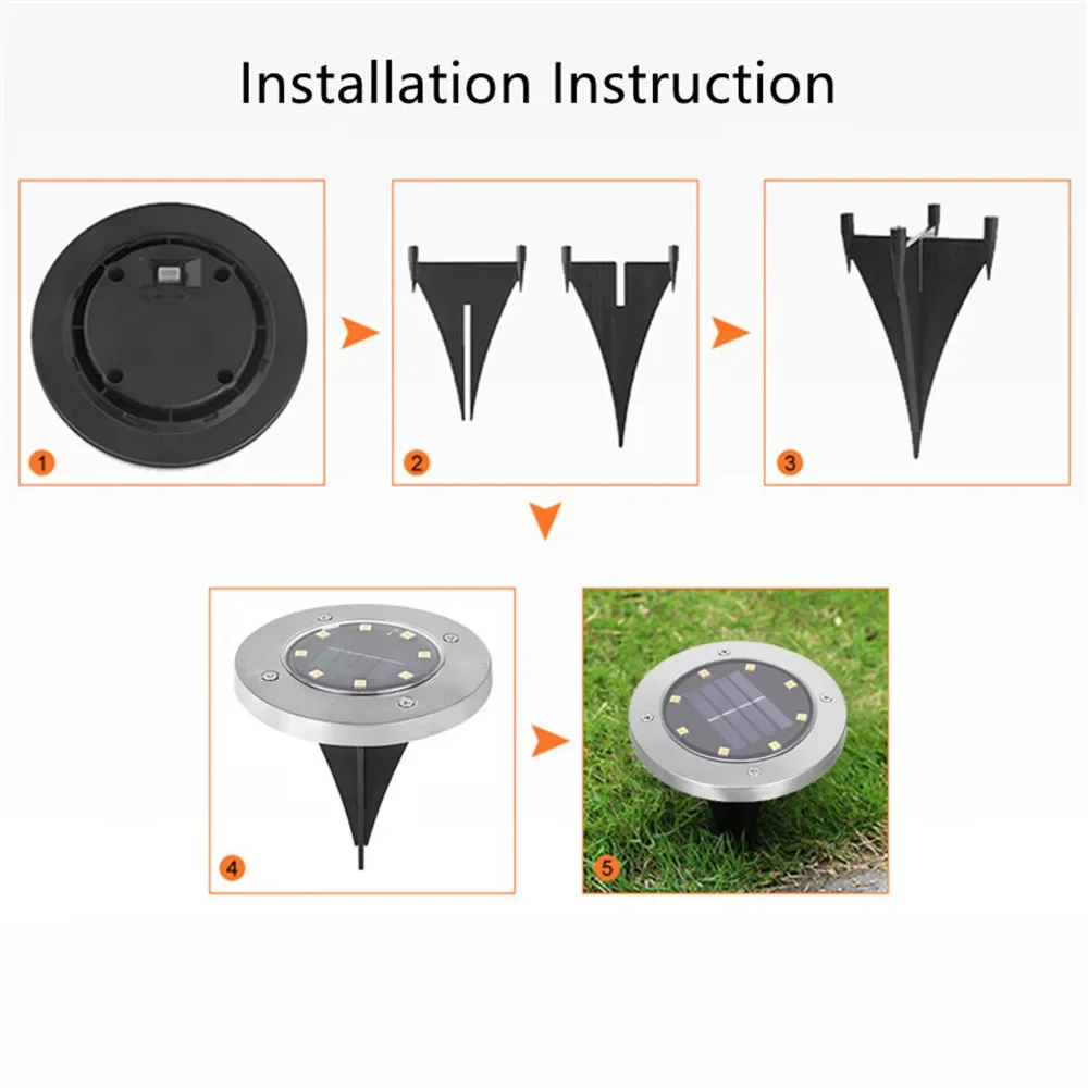 4/1 STKS Solar LED Vloerlamp 8LED Outdoor Gazon Li... – Grandado