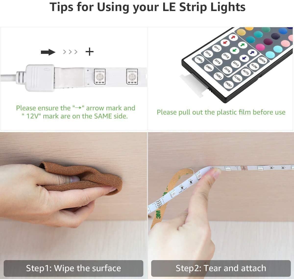24/44-key WIFI luces Led Strip SMD 5050 2835 12V R... – Grandado