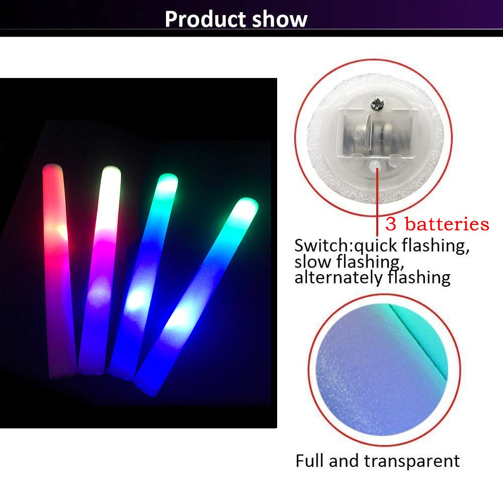 30pcs/lot Glow Sticks LED Foam Light Stick Wedding... – Grandado