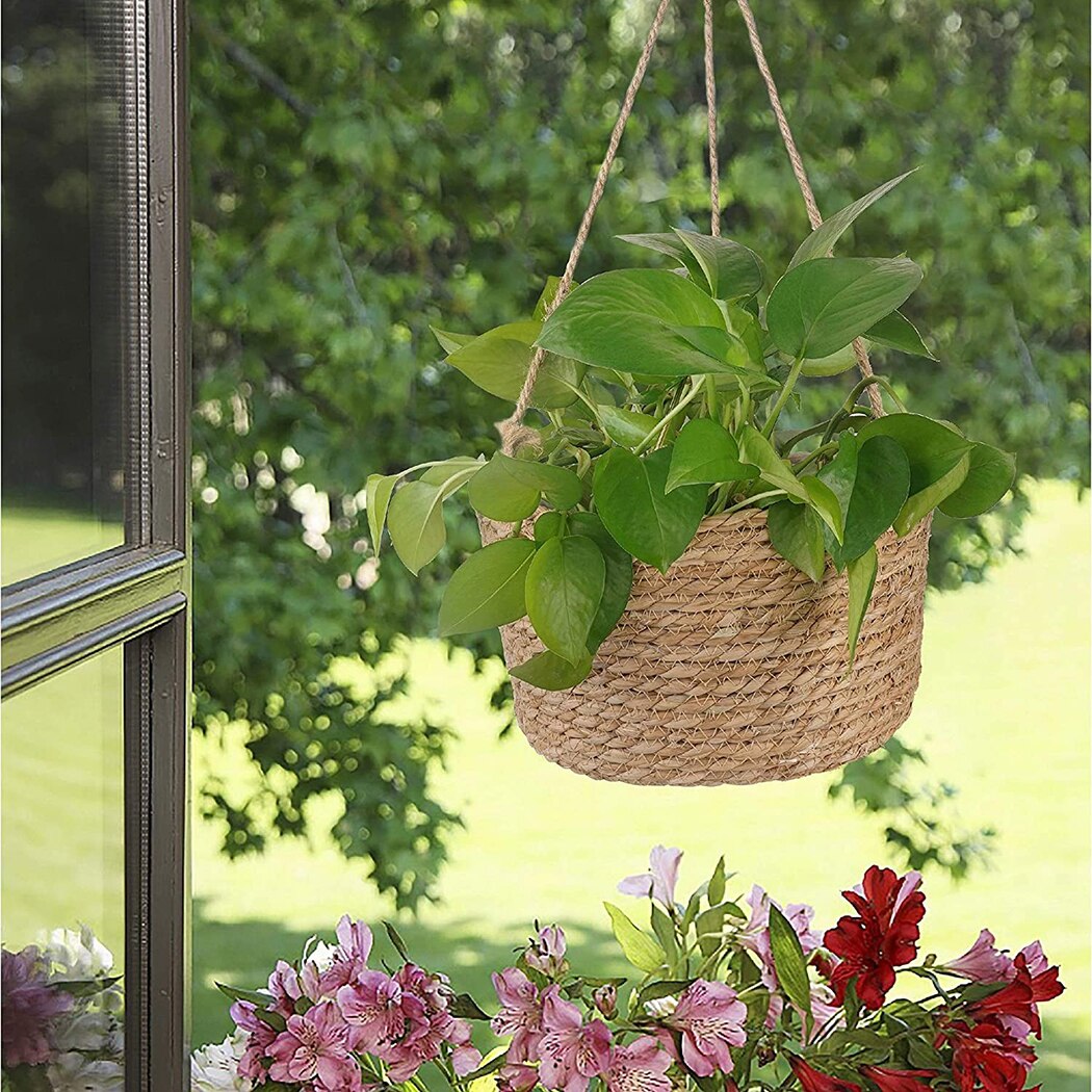 Plant Storage Basket Jute Rope Hanging Planter Wov... – Grandado