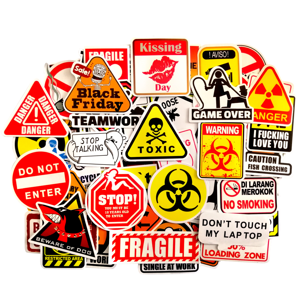 100 PCS Warning Stickers Danger Banning Signs Wate... – Grandado