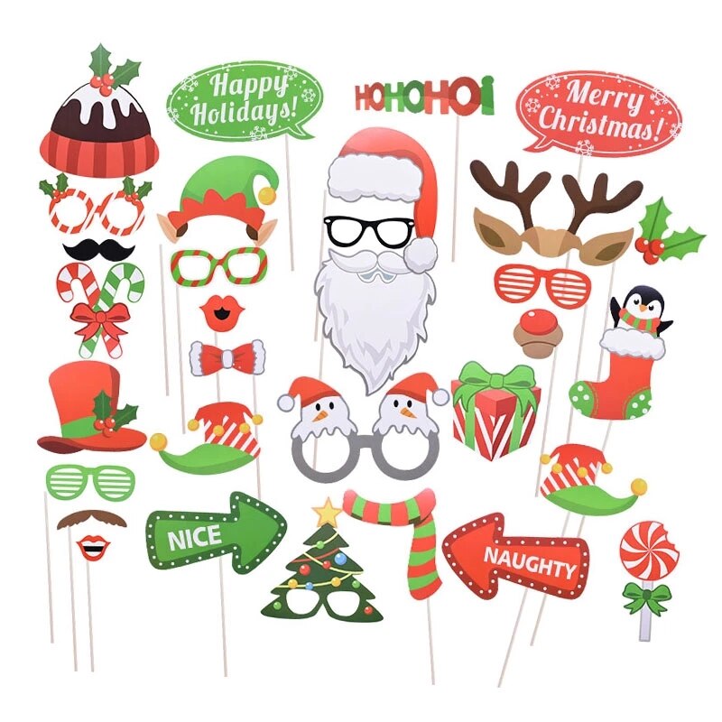 1Set Christmas Photo Booth Props Funny Funny Mask ... – Grandado