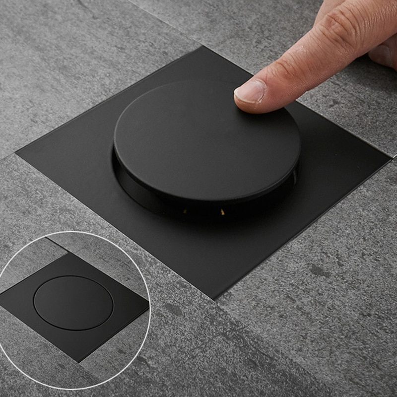 Push Type Floor Drain Brass Square Sewer Floor Dra... – Grandado