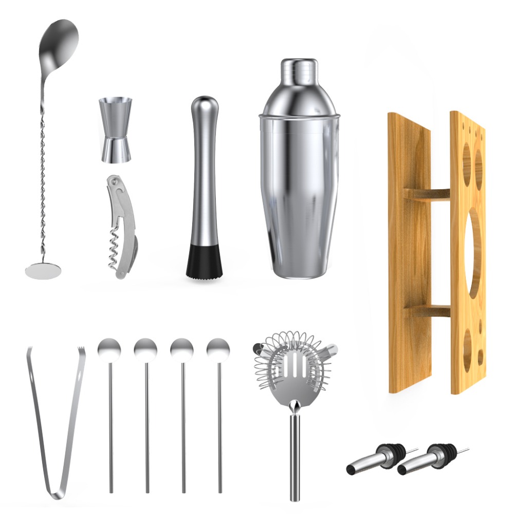 14-Piece Cocktail Shaker Bar Set Stainless Steel B... – Grandado