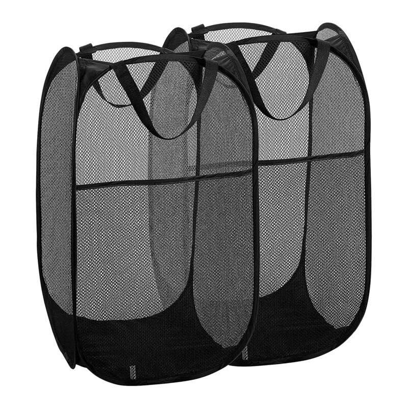 2 Packs Mesh Up Laundry Hamper (Black) with Portab... – Vicedeal