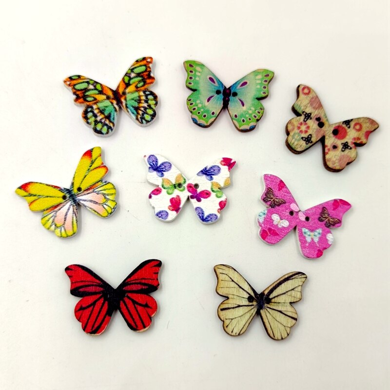 100/50pcs Multicolor Butterfly Wooden Buttons Fit ... – Grandado