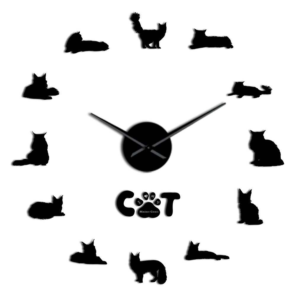The Gentle Giant Maine Coon Wall Clock DIY Cat Sil... – Vicedeal
