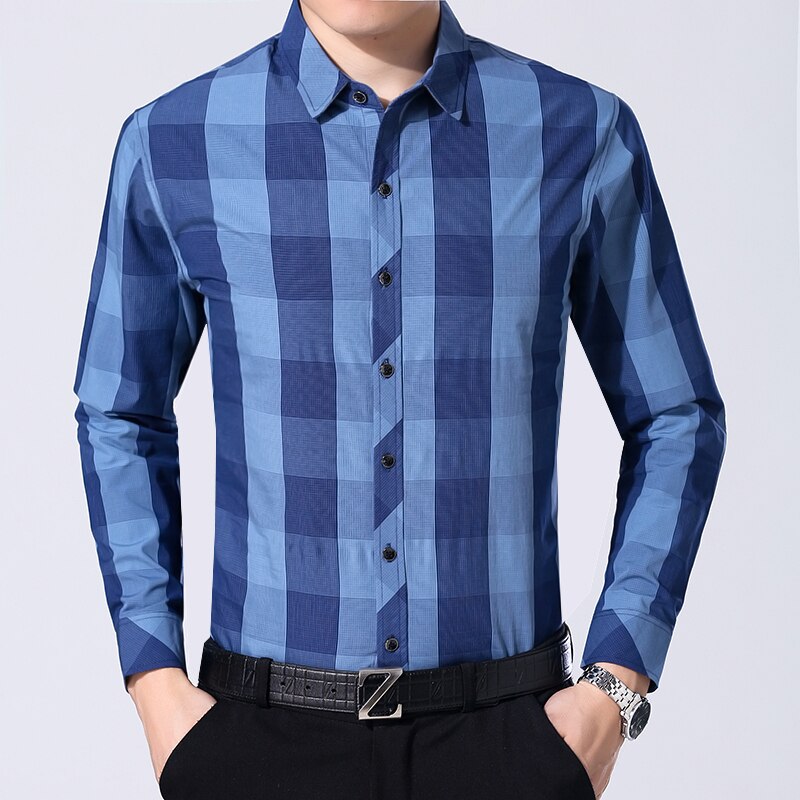 Male Patchwork Color Long Sleeve Shirt Man Office ... – Vicedeal