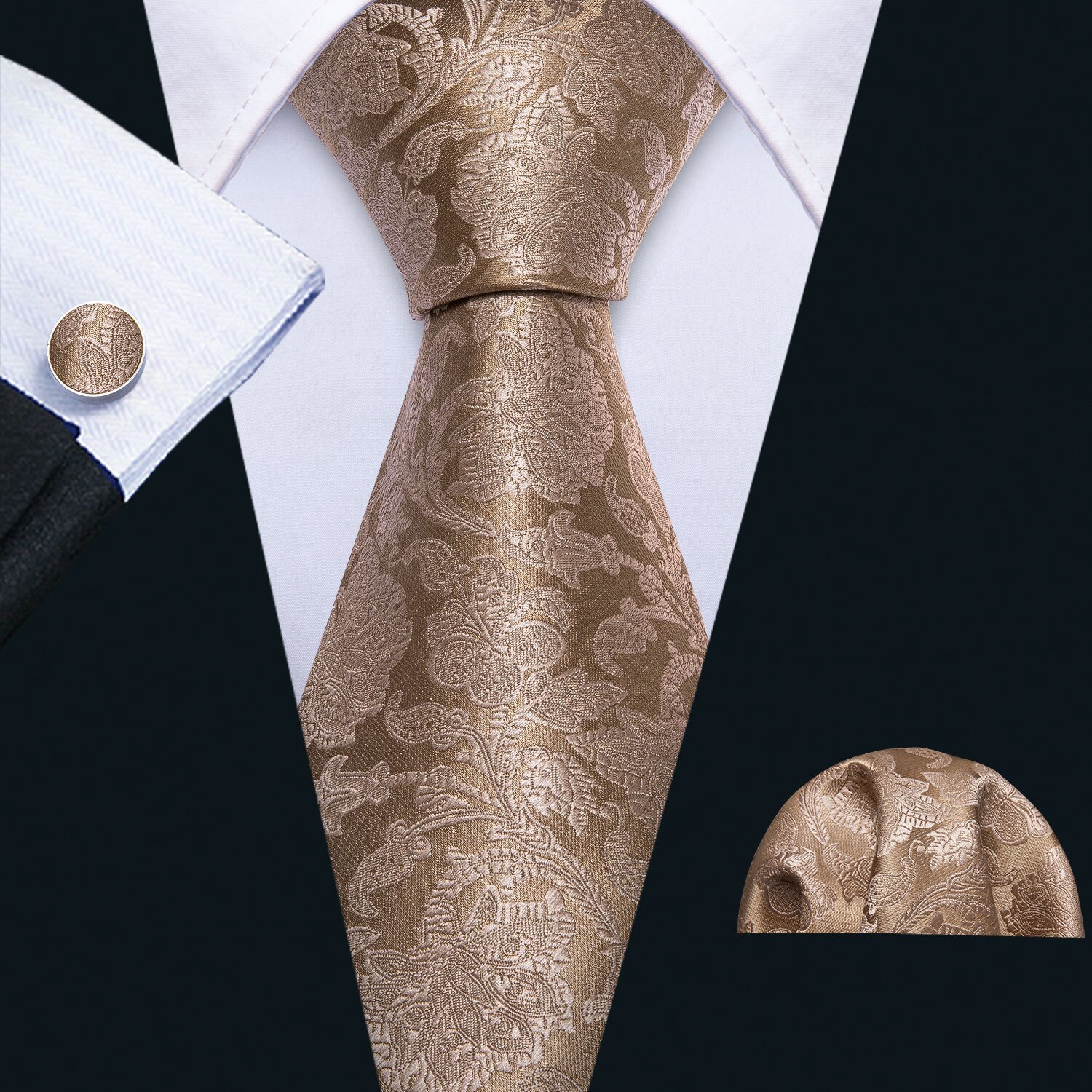 FA-271 Gents Necktie Yellow Paisley 100% Silk Jacq... – Grandado