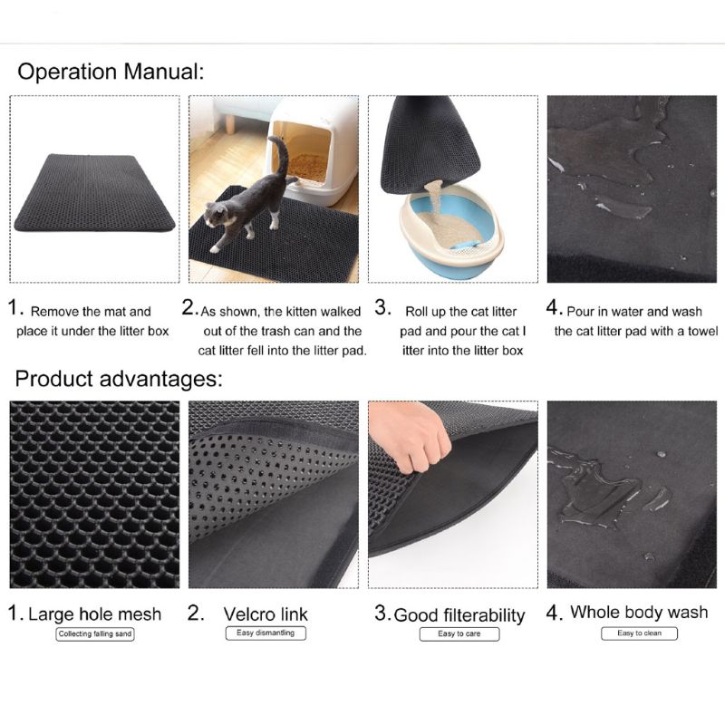 Cat litter Mat Double Layer Pad Large Flexible Tra... – Grandado