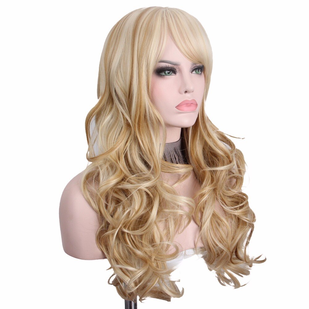 Long Blonde Wig Hair Anxin Wigs for Women Long Cur... – Grandado