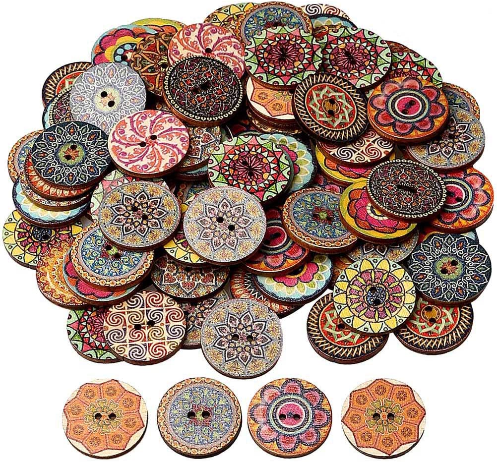 Botones de madera de colores mixtos EUBags, botone... – Grandado