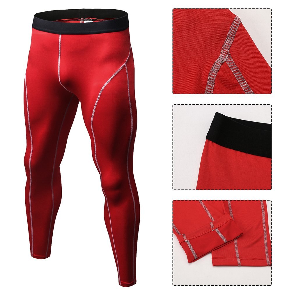 Men Compression Pants Tights Solid Color Sports Bo... – Grandado