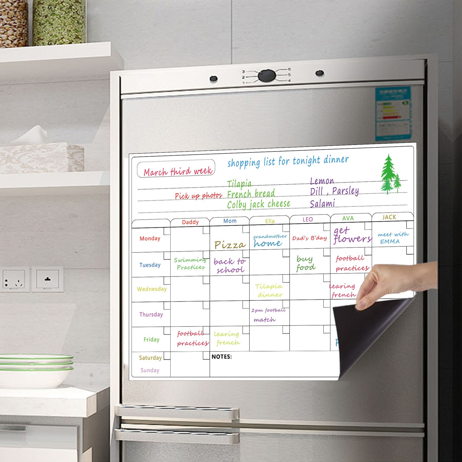 Magnetic Menu Board Kitchen Fridge Board with 8 Co... – Grandado