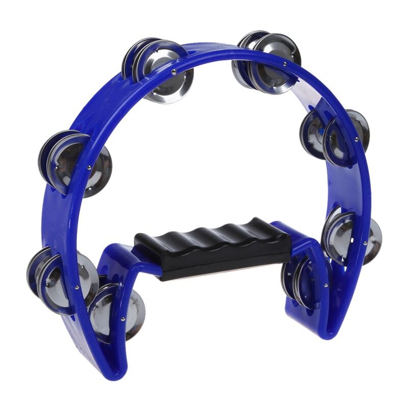 Tambourine Blue Hand Held with Double Row Metal Pe... – Grandado