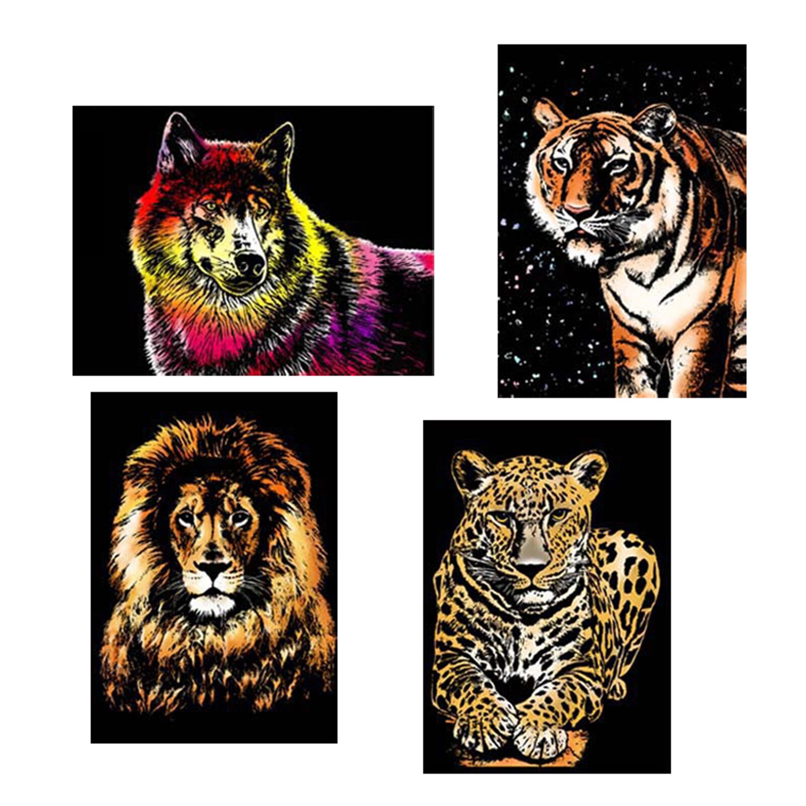 Colorful Animal Night Scene Scratch Paintings Card... – Grandado