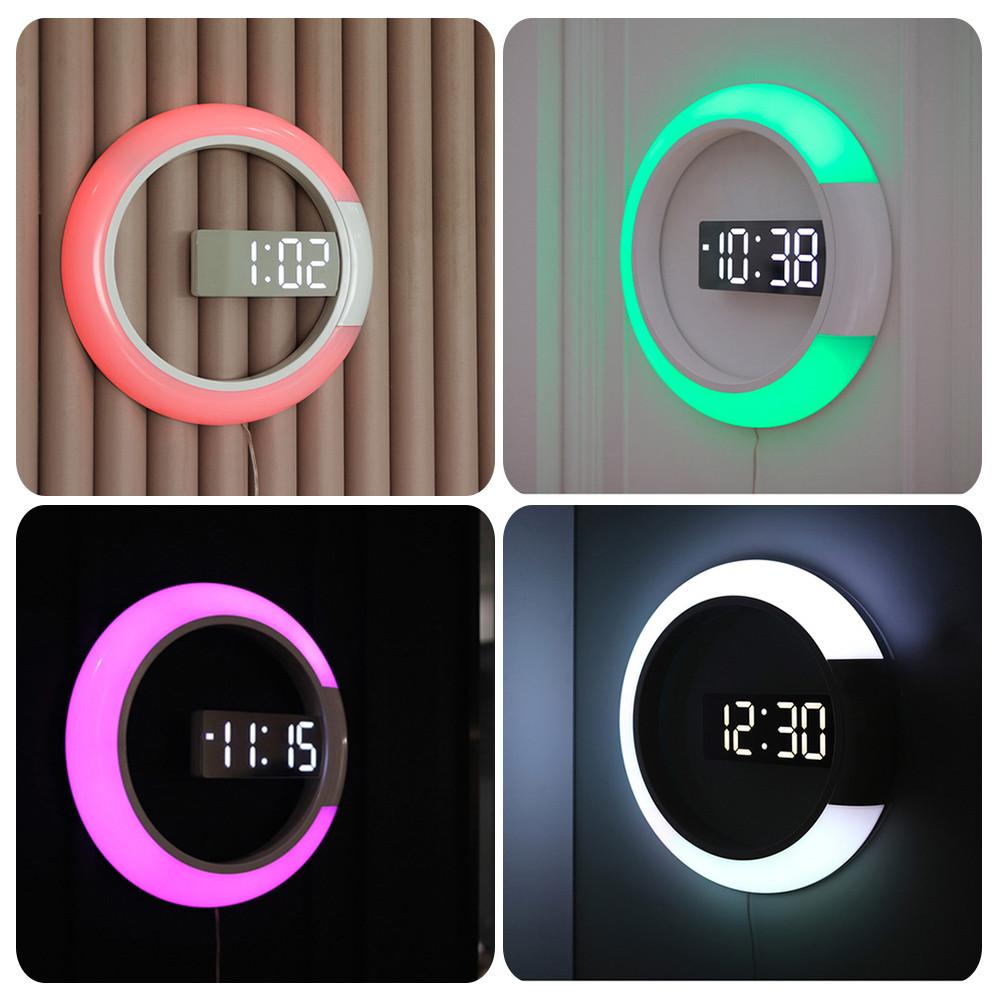Wall Clock LED Mirror Multifunctional Light Alarm ... – Vicedeal