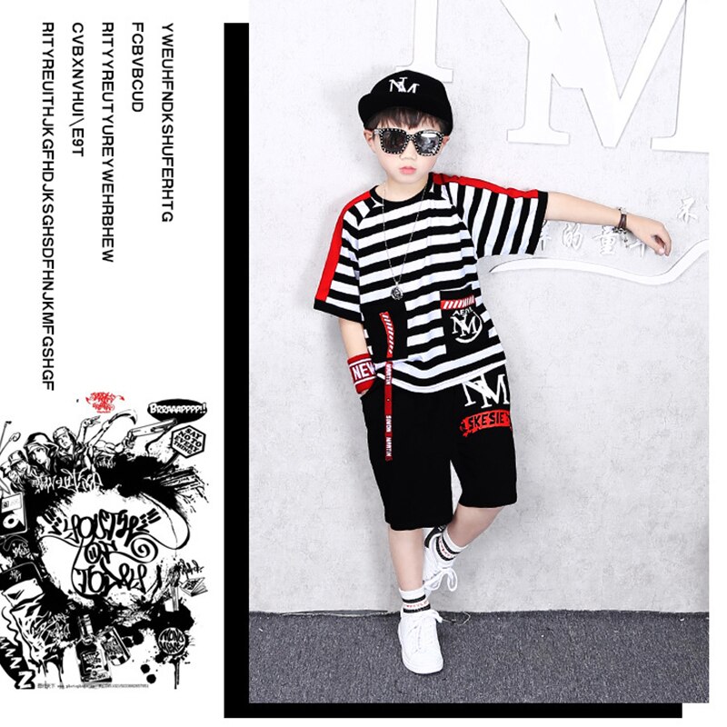 Summer Clothing Set Kids Boys Summer Striped Big C... – Grandado