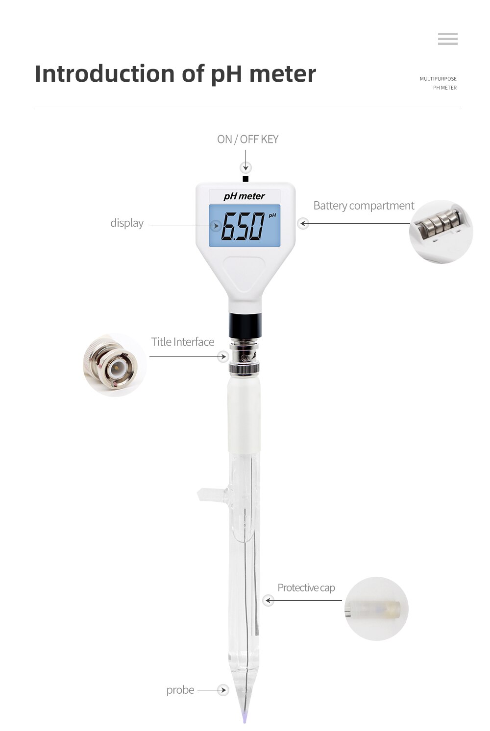 PH-98211 Multipurpose pH Meter Digital Acidity Met... – Grandado