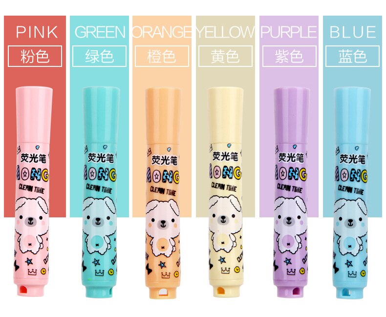 Mini 6- farve highlighter markør 6 kuglepenne/æske... – Vicedeal