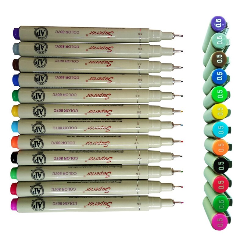 Superior 12Colors Needle Drawing Color Pen Waterco... – Vicedeal