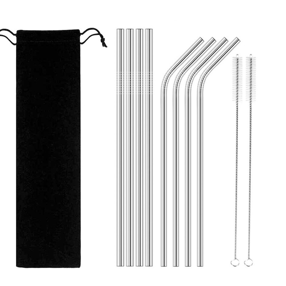 8 Pack Reusable Stainless Steel Drinking Straw Ant... – Vicedeal