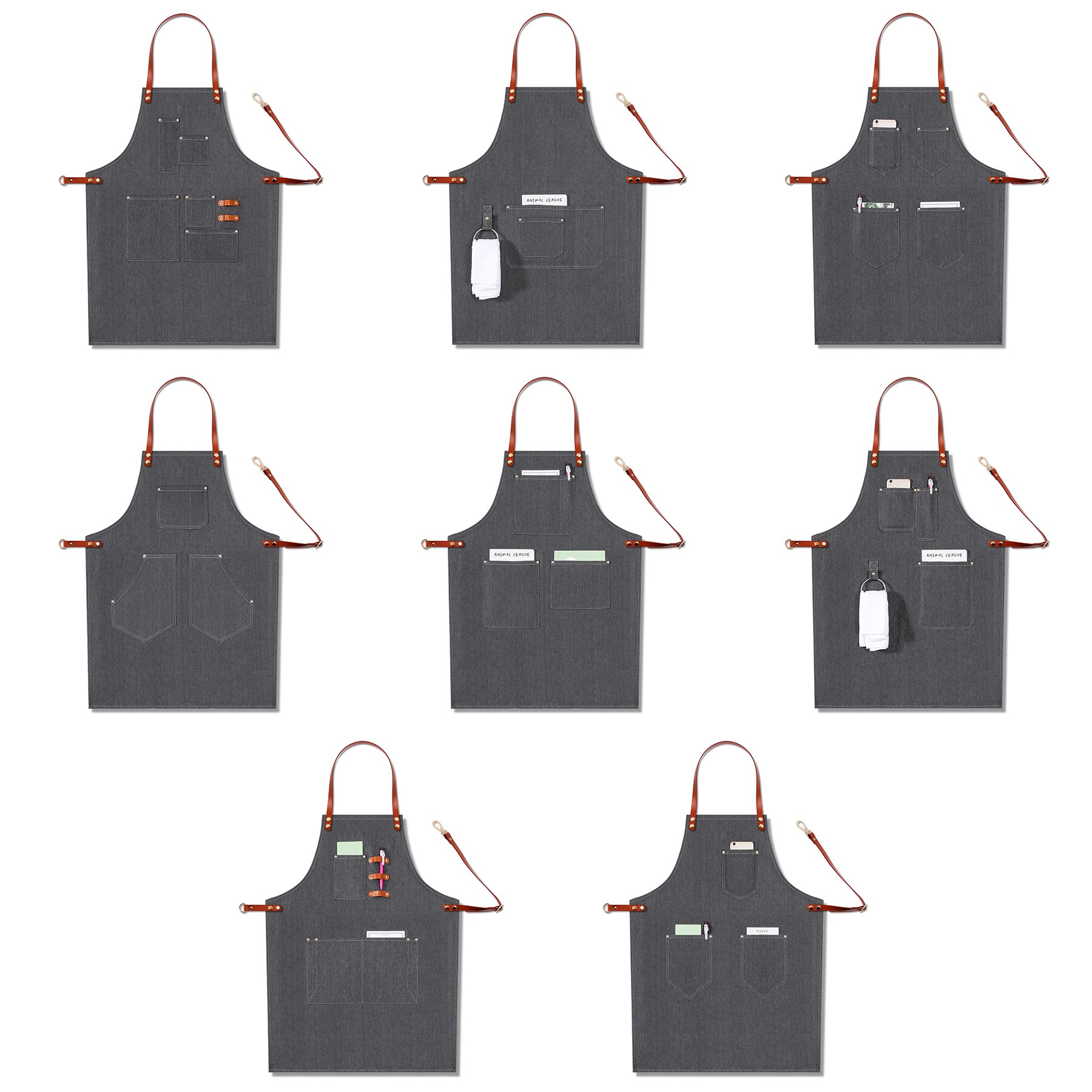 Gray Kitchen Denim BBQ Cleaning Apron Cooking Apro... – Grandado