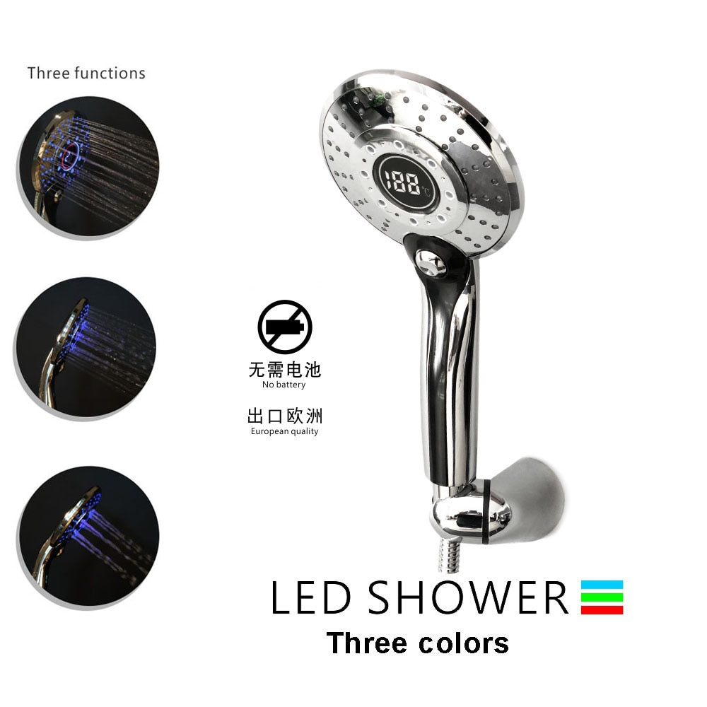 3Colors Water Powered Led Temperature Shower Head ... – Vicedeal