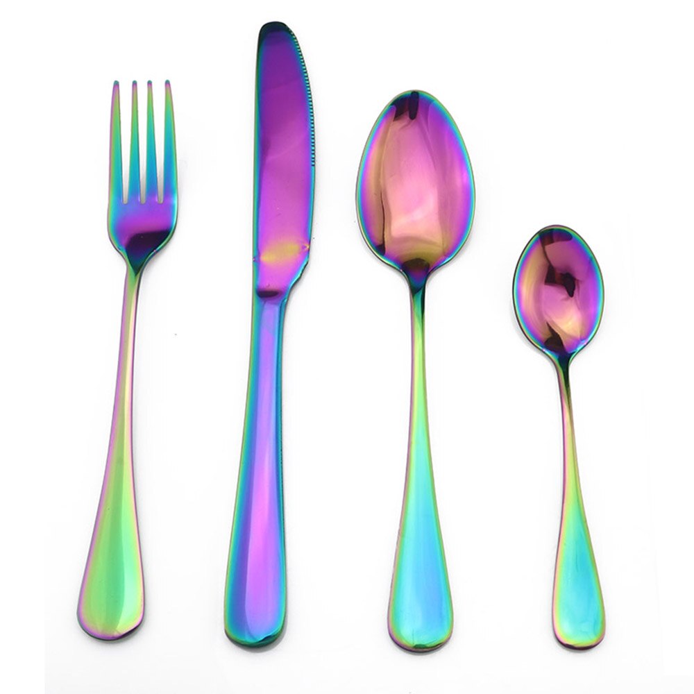 Iridescen Rainbow Flatware Set Stainless Steel Cut... – Grandado